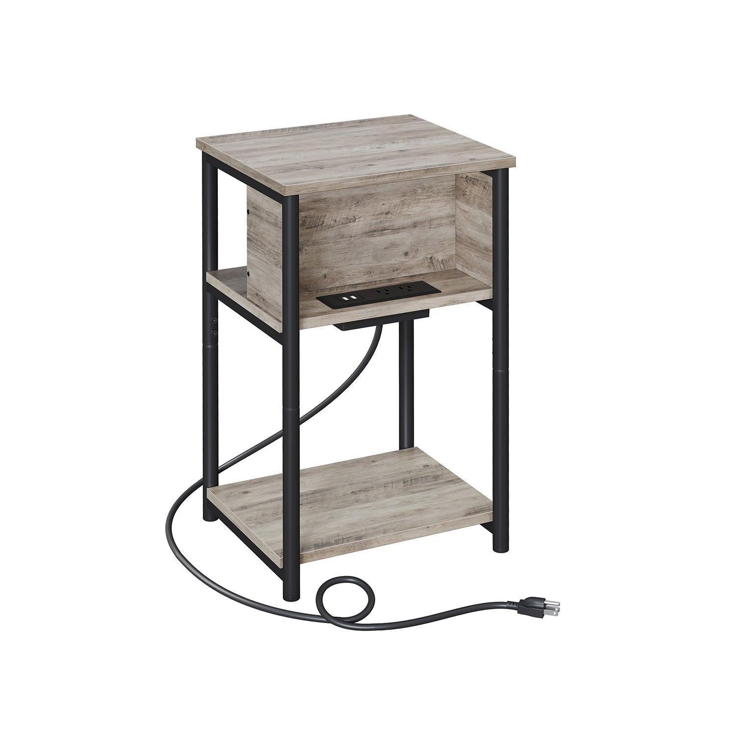 Plug-in Series Side Table, USB Ports Greige | FredCo