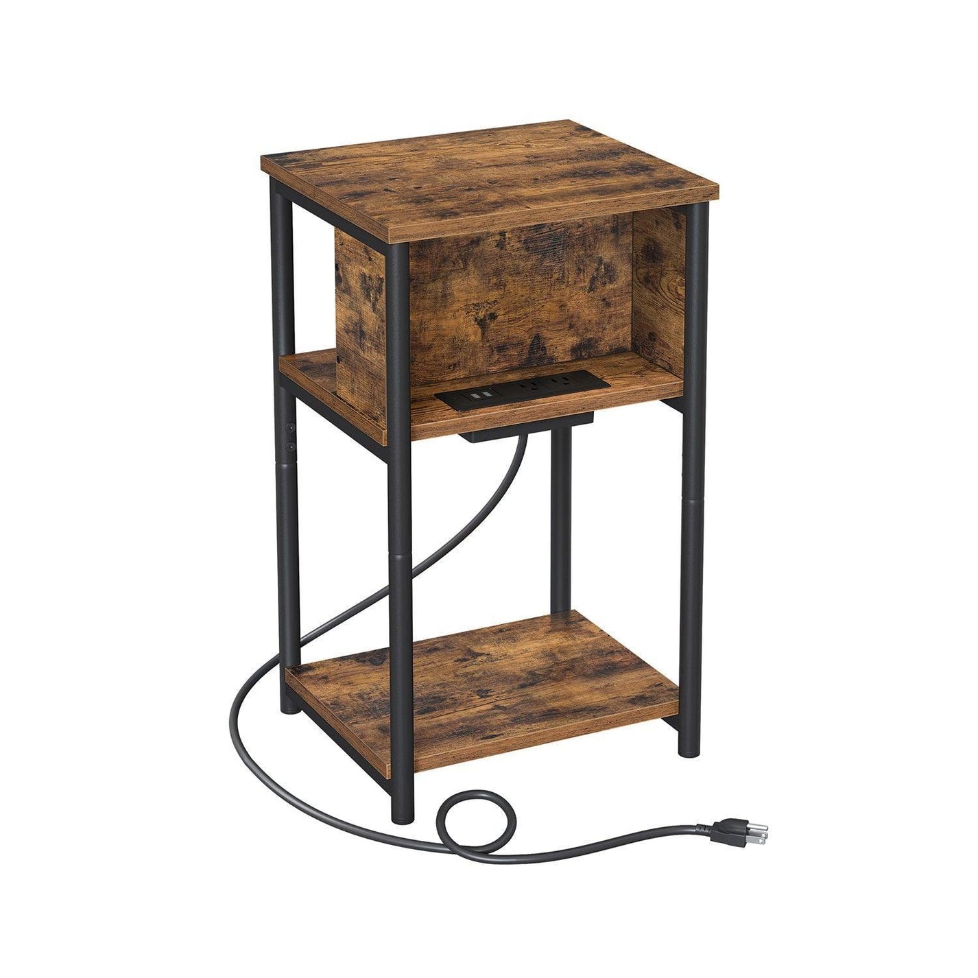 Plug-in Series Side Table, USB, Rustic Brown | FredCo