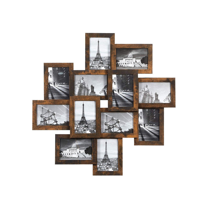 Rustic Brown Collage Picture Frames for 12 Photos