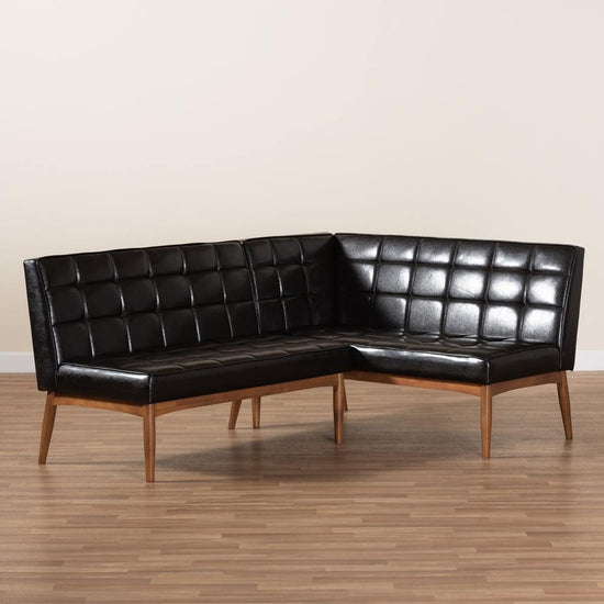 Sanford Mid-Century Modern Dark Brown Faux Leather Upholstered and ...