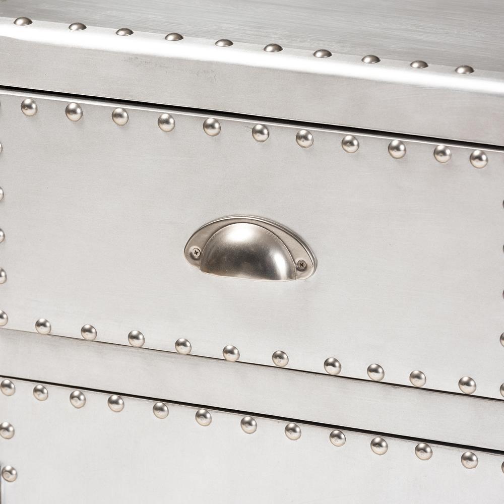 Serge French Industrial Silver Metal 1-Door Accent Storage Cabinet | FredCo