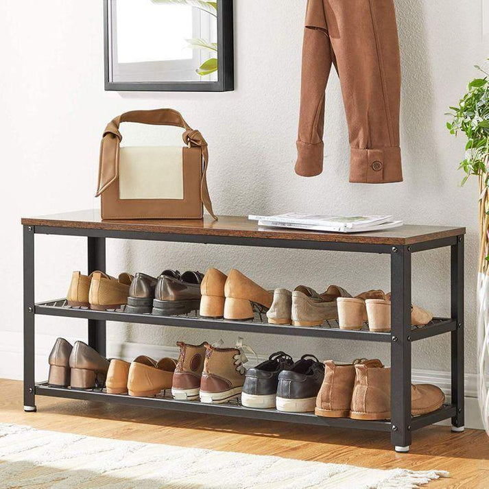 Shoe Bench Rustic Brown and Black
