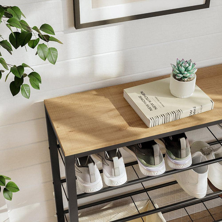 Shoe Rack Honey Brown and Black | FredCo