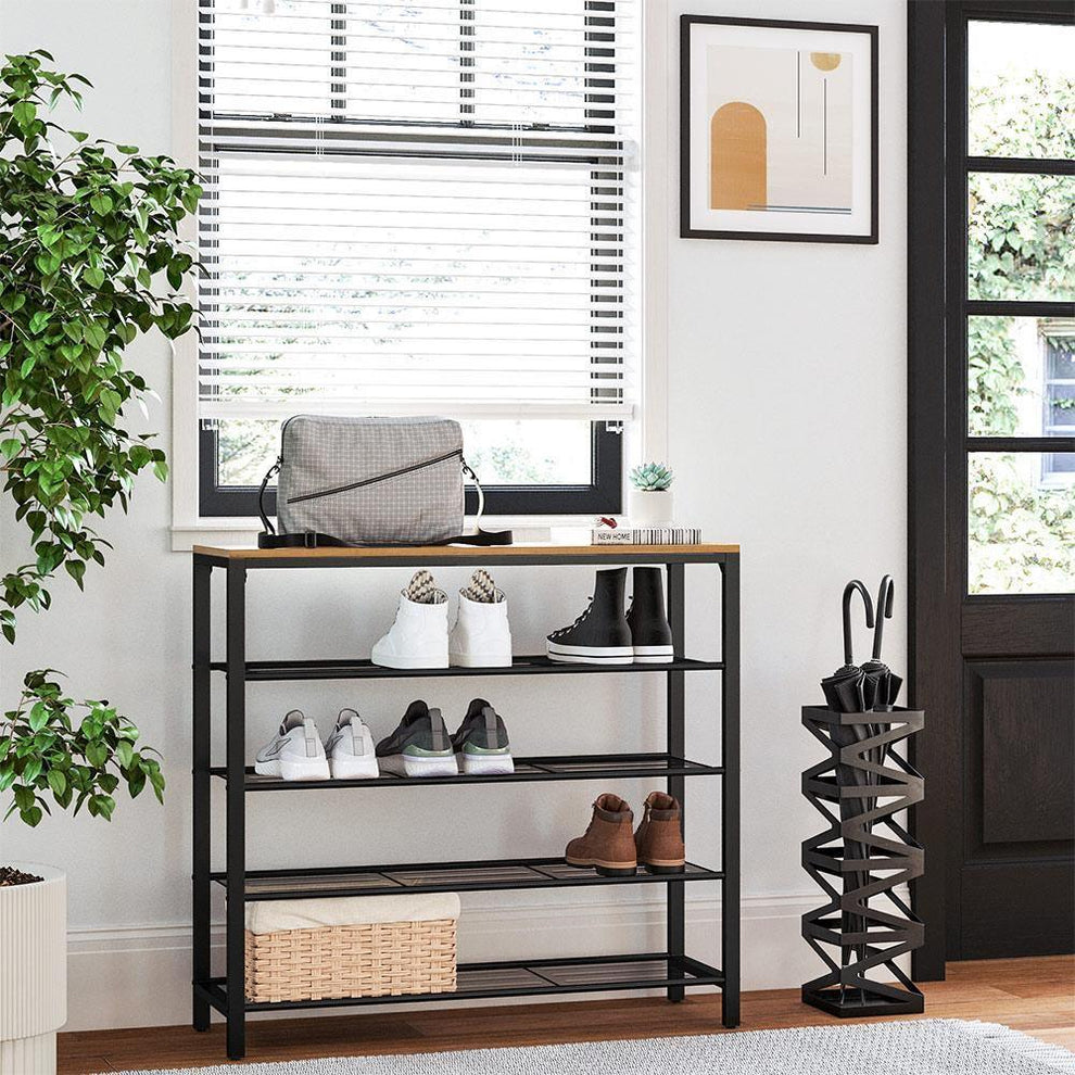 Shoe Rack Honey Brown and Black | FredCo