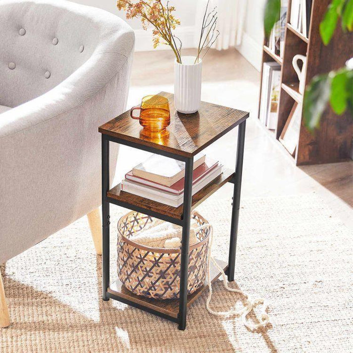 Side Table Rustic Brown and Black | FredCo