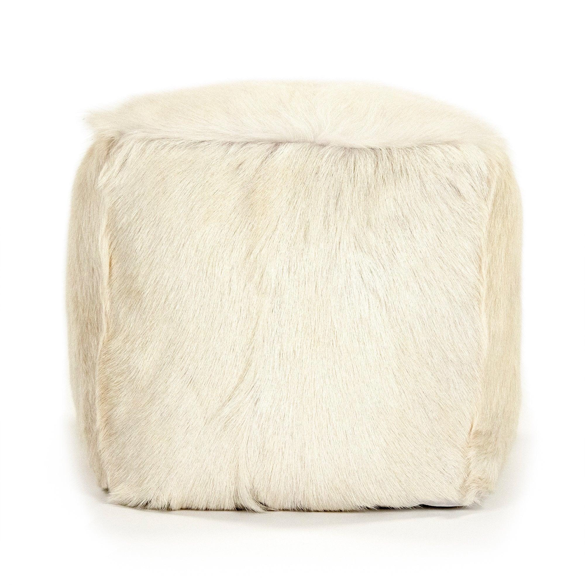 Tibetan Ivory Goat Fur Pouf ZGFC-ivory | FredCo