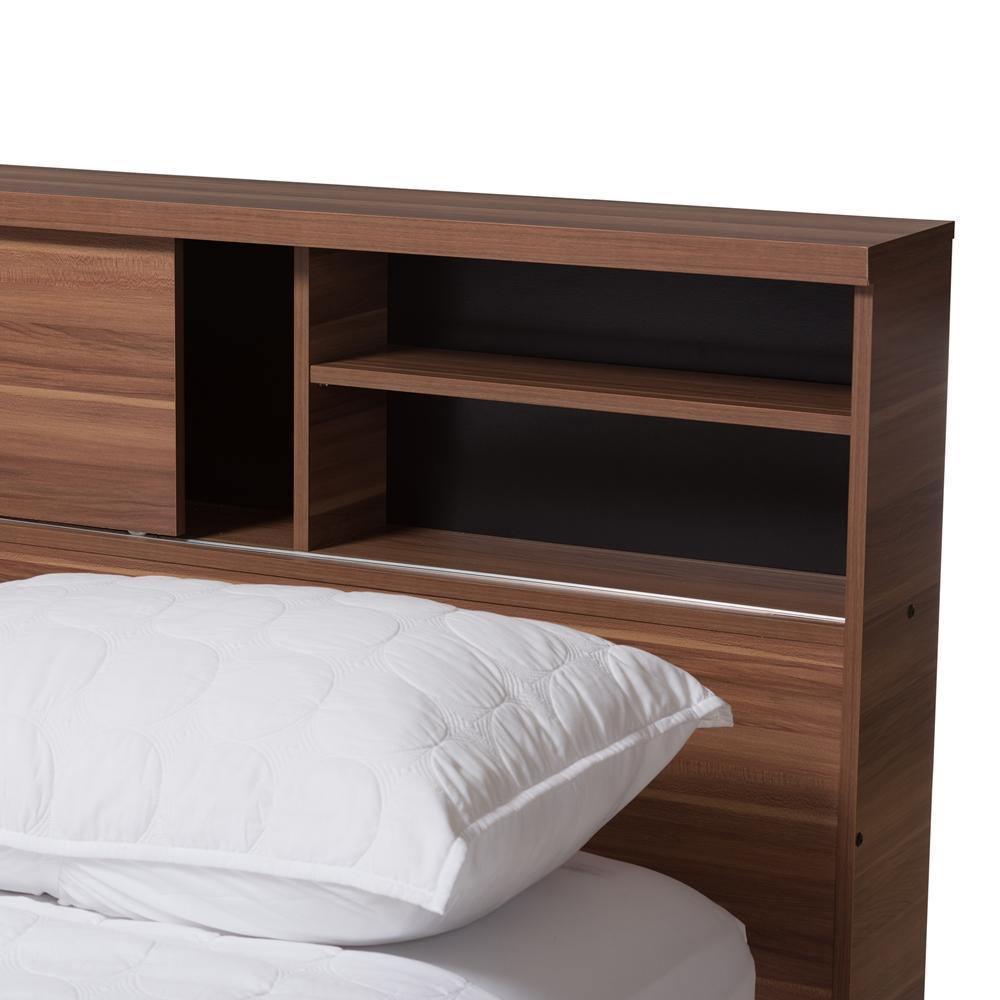 Vanda Modern and Contemporary Two-Tone Walnut and Black Wood Queen Size ...