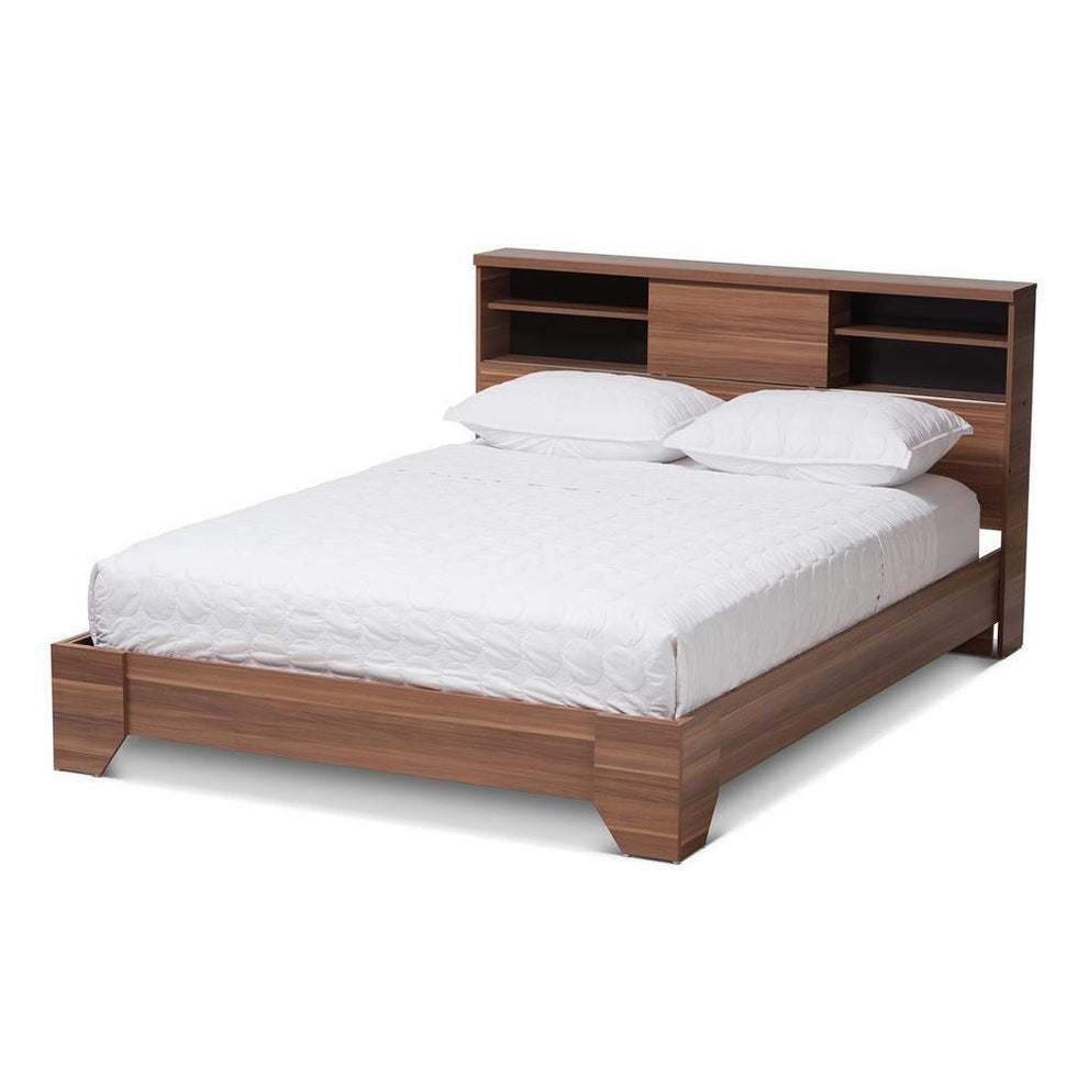 Vanda Modern and Contemporary Two-Tone Walnut and Black Wood Queen Size ...