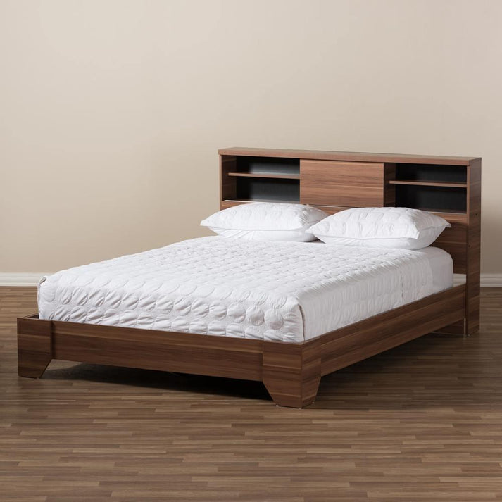 Vanda Modern and Contemporary Two-Tone Walnut and Black Wood Queen Size ...