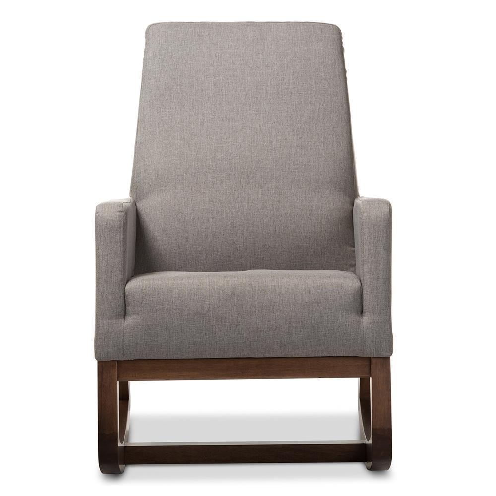 Yashiya Mid-century Retro Modern Grey Fabric Upholstered Rocking Chair